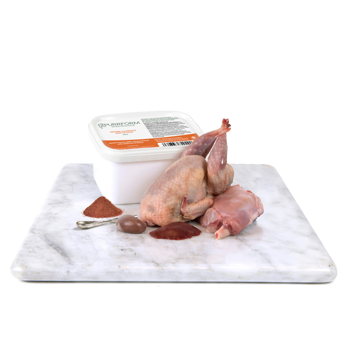 Purrform Tub Quail Farmed Rabbit Ground Bone with Rabbit Liver and ...